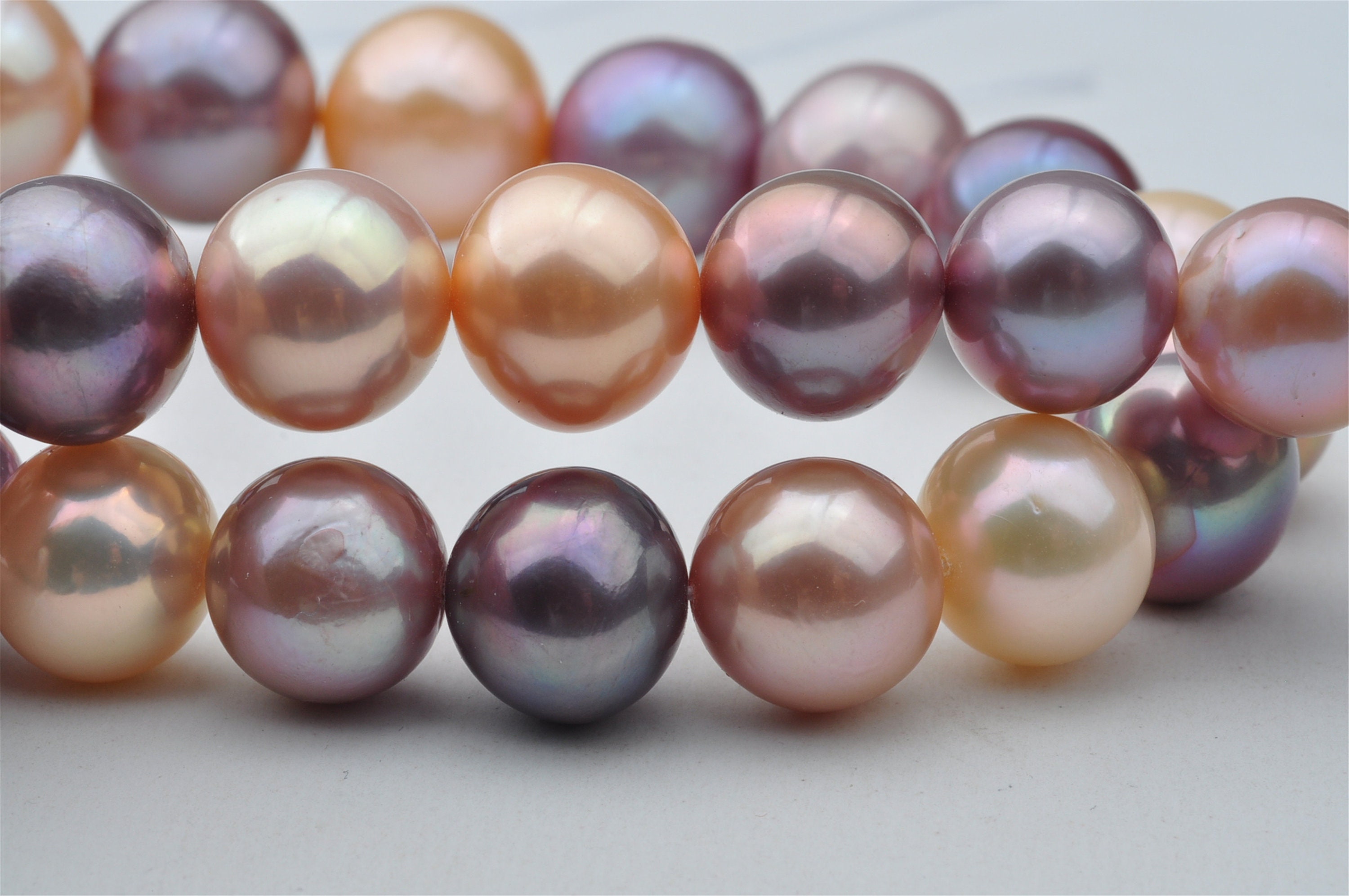 11.5-15mm Natural Large Edison Pearl Strand With Natural Rainbow Color ...