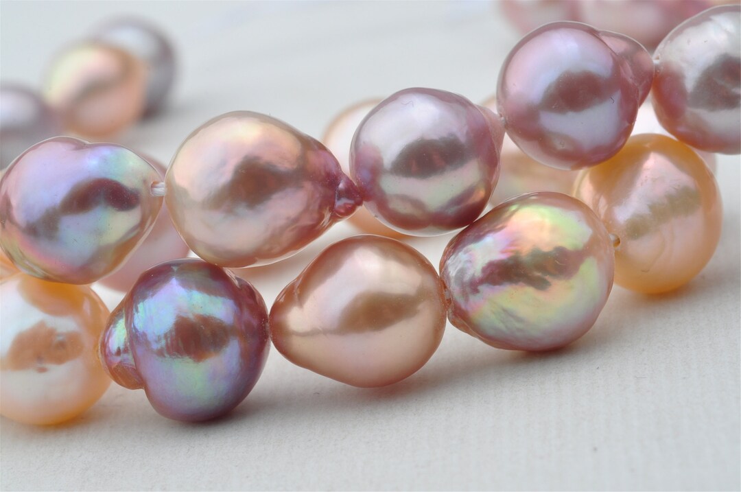 Baroque Pearl String With Natural Metallic Color,irregular Pearl Strand ...