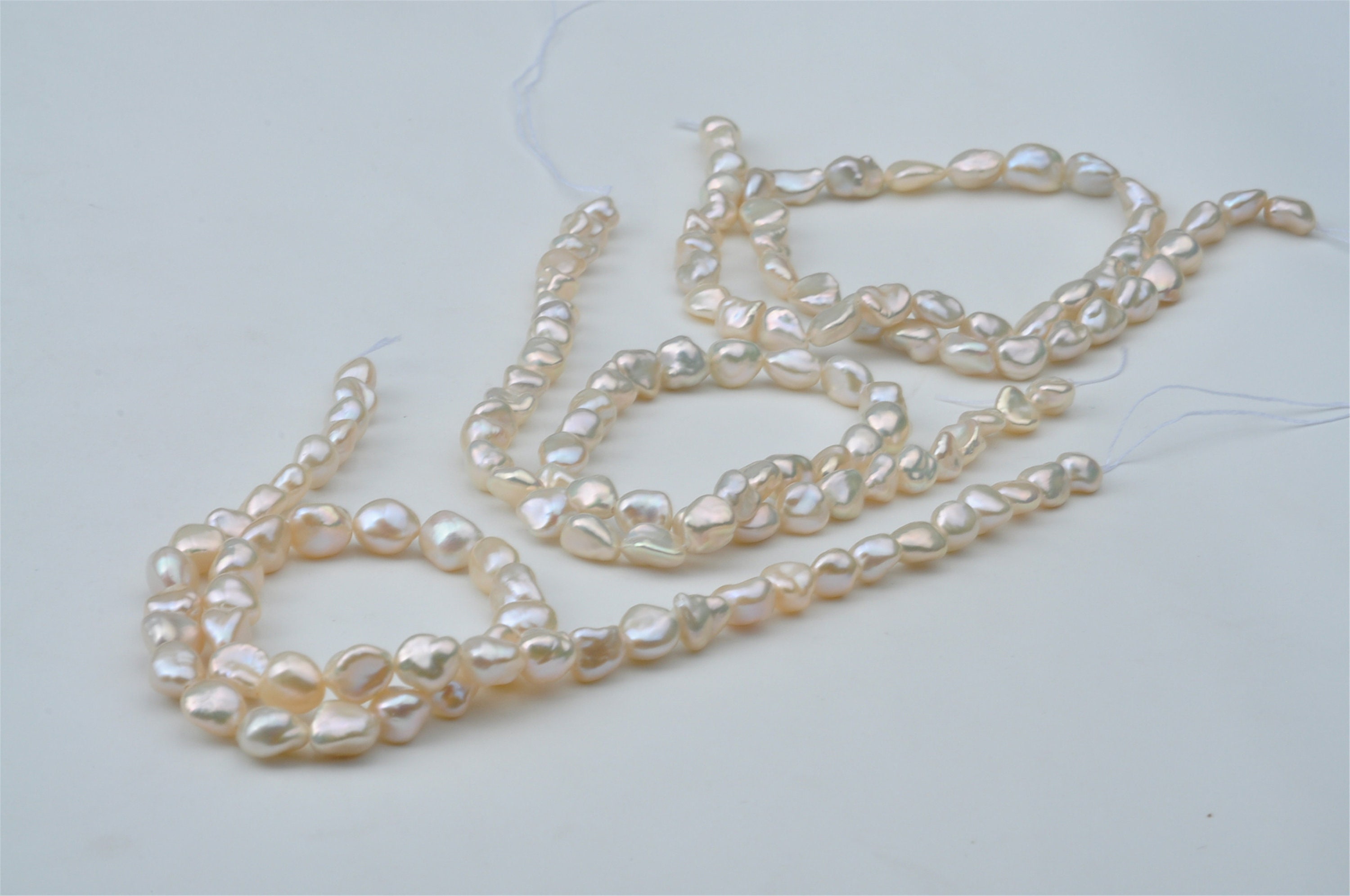Natural Metallic White Color Keshi Pearl Strand - Etsy