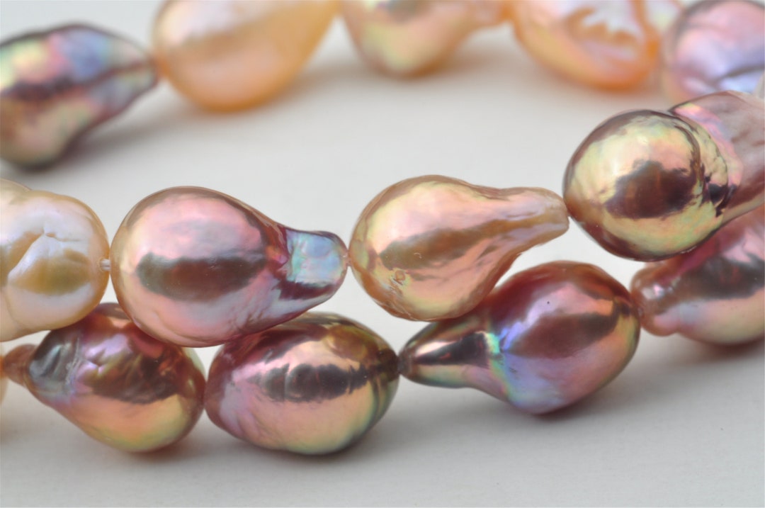 Baroque Pearl String With Natural Metallic Color,ripple Pearl Strand ...