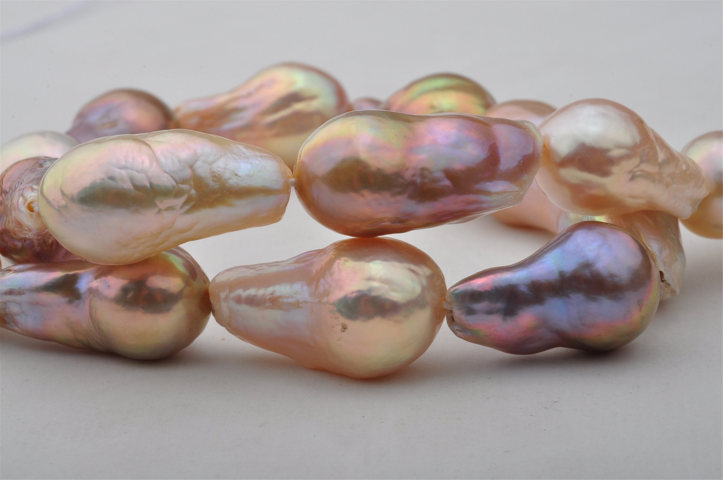 Large Baroque Freshwater Nucleated Pearl String With Light Metallic ...