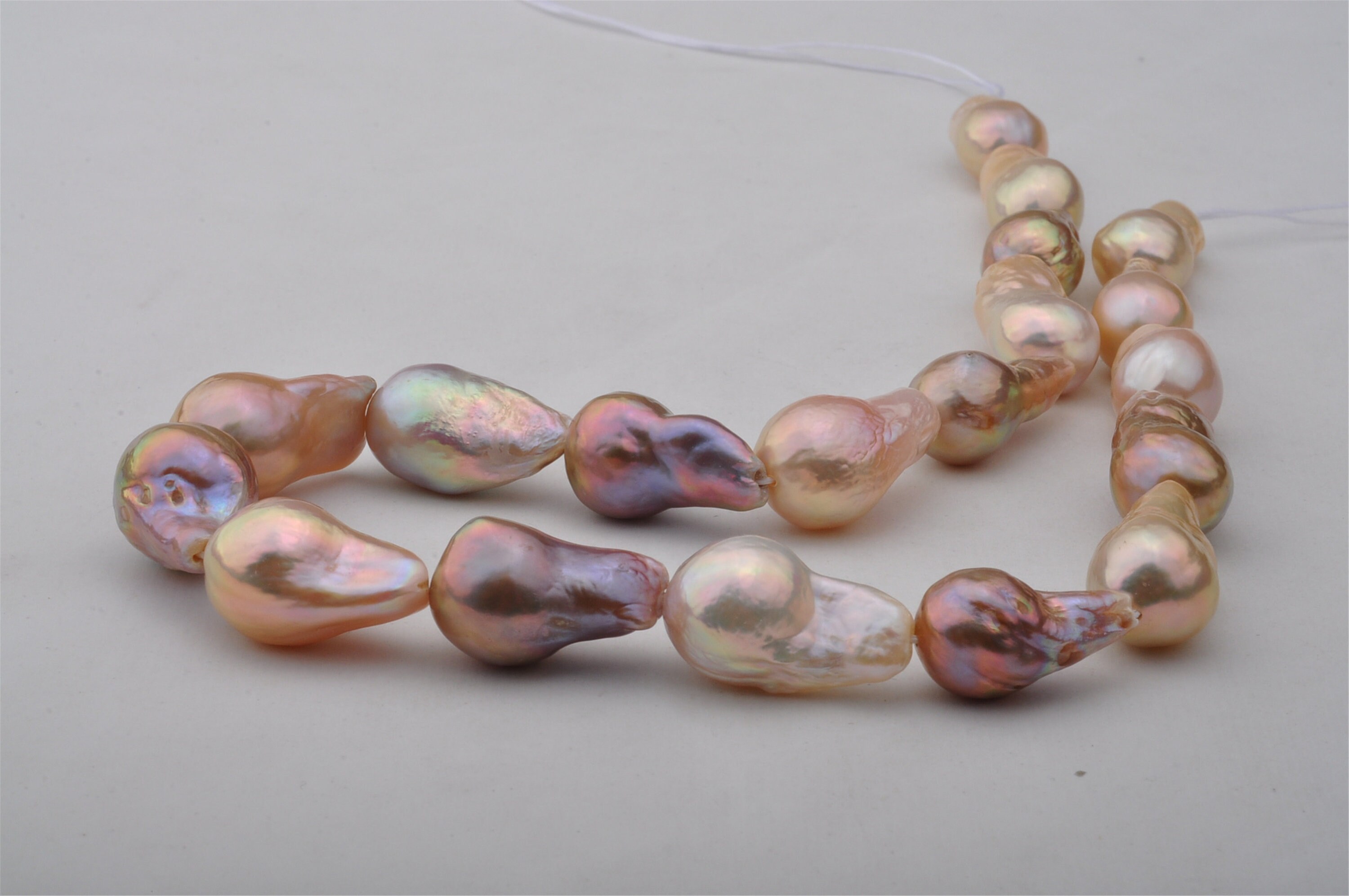 Large Baroque Freshwater Nucleated Pearl String With Light Metallic ...