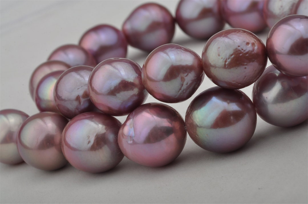Large Natural Intense Purple Edison Pearl Strand|11-13.5mm Freshwater ...