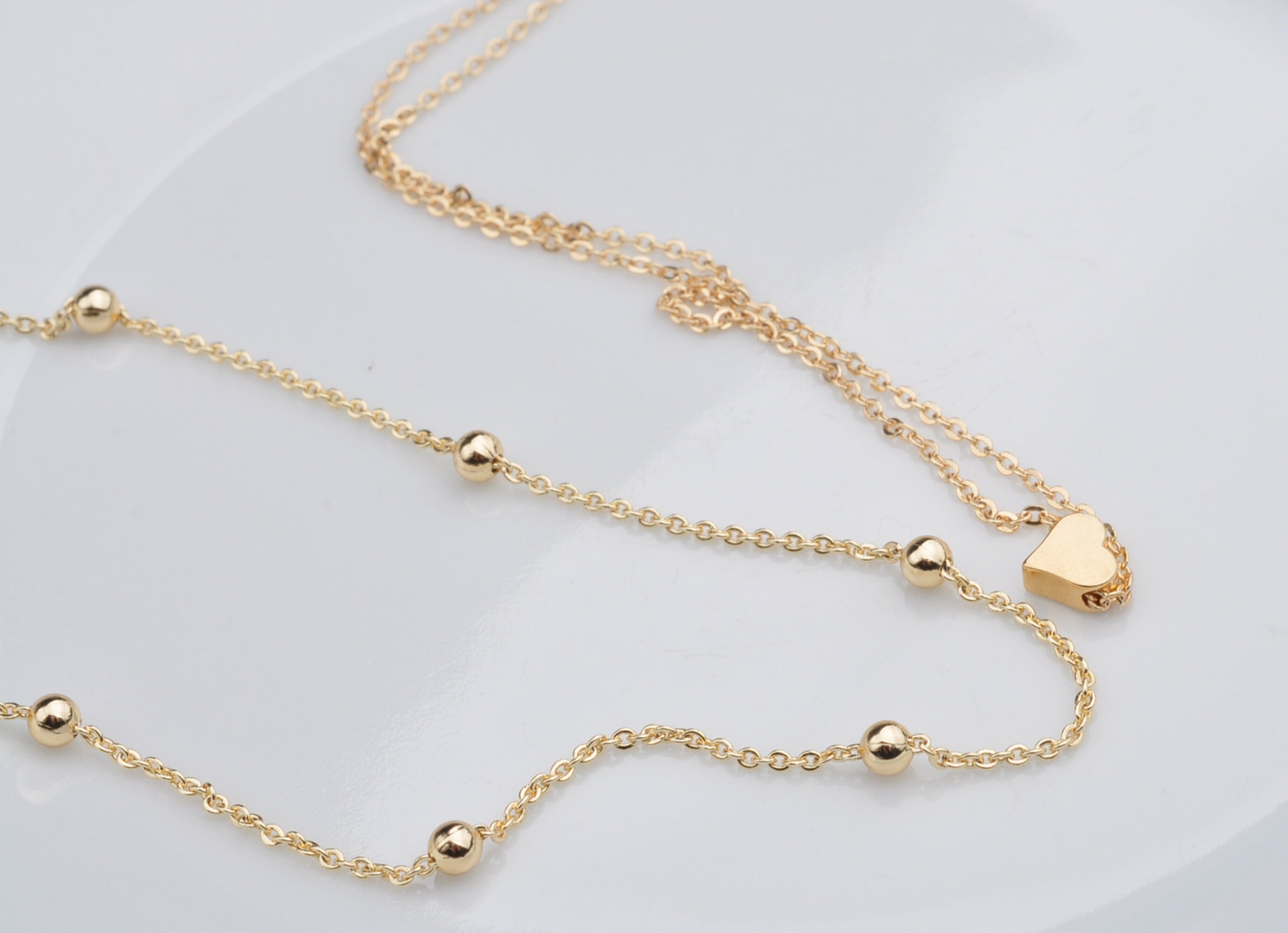 Dainty Layering Necklace Set Gold Double Strand Necklace Lace Chain Necklace Shimmer Necklace Simple Chain Necklace Birthday Gift Etsy