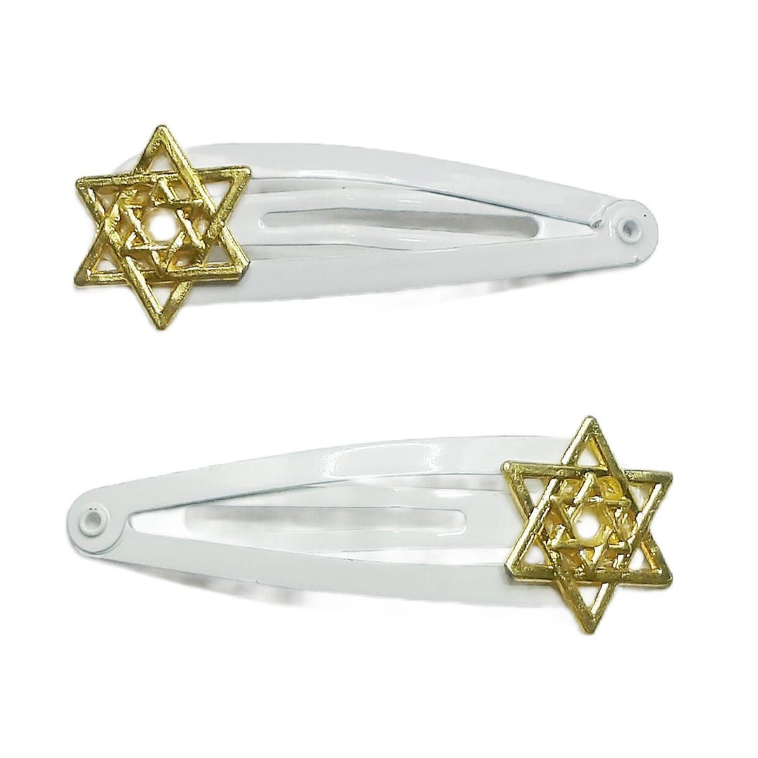 Kippah/yarmulke Clips - Gold Star of David on White Clips - Etsy
