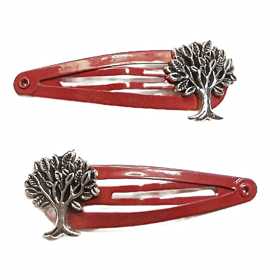 Kippah/yarmulke Clips - Silver Tree of Life on Deep Red Clips - Etsy