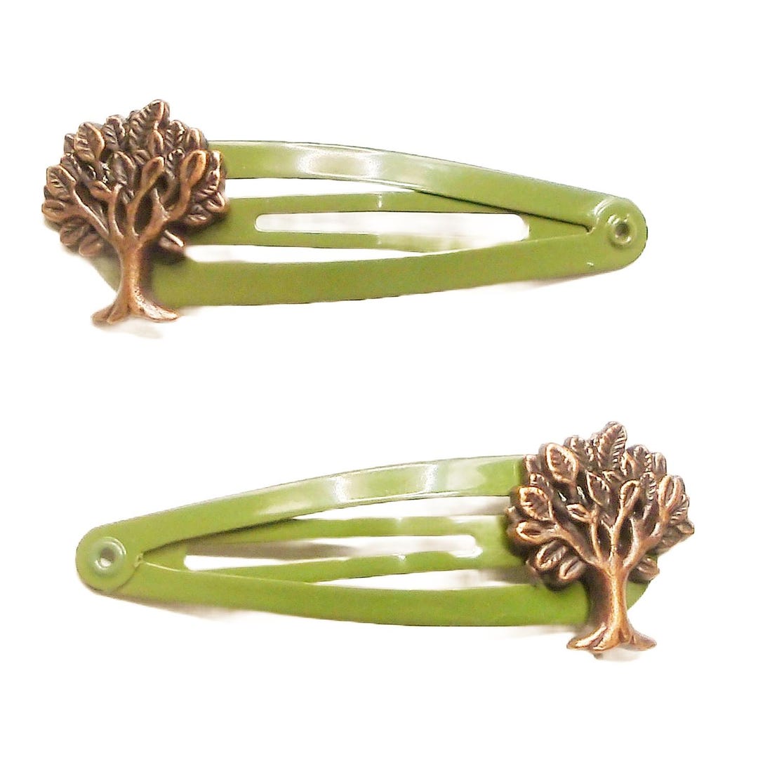 Kippah/yarmulke Clips - Antique Copper Tree of Life on Olive Green ...
