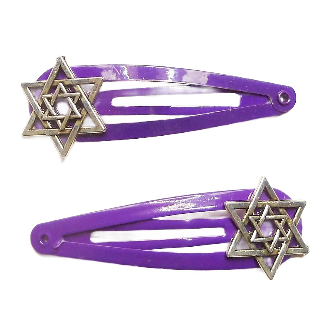Kippah/yarmulke Clips - Silver Star of David on Violet Clips - Etsy