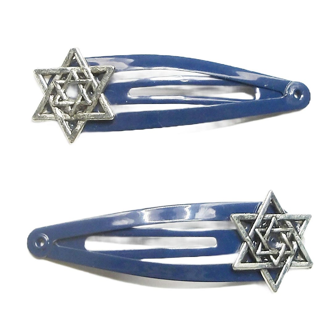 Kippah/yarmulke Clips - Silver Star of David on Navy Blue Clips - Etsy