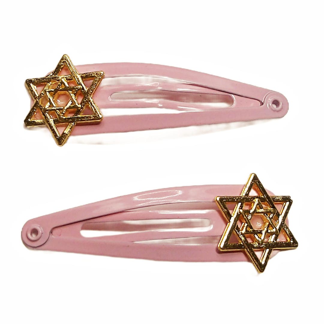 Kippah/yarmulke Clips - Gold Star of David on Pink Clips - Etsy