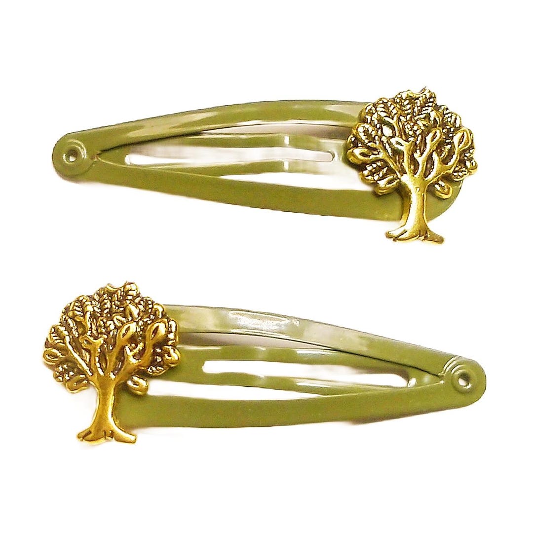 Kippah/yarmulke Clips - Gold Tree of Life on Olive Green Clips - Etsy