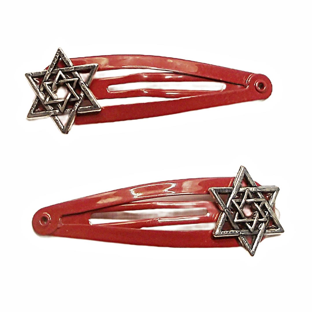 Kippah/yarmulke Clips - Silver Star of David on Deep Red Clips - Etsy