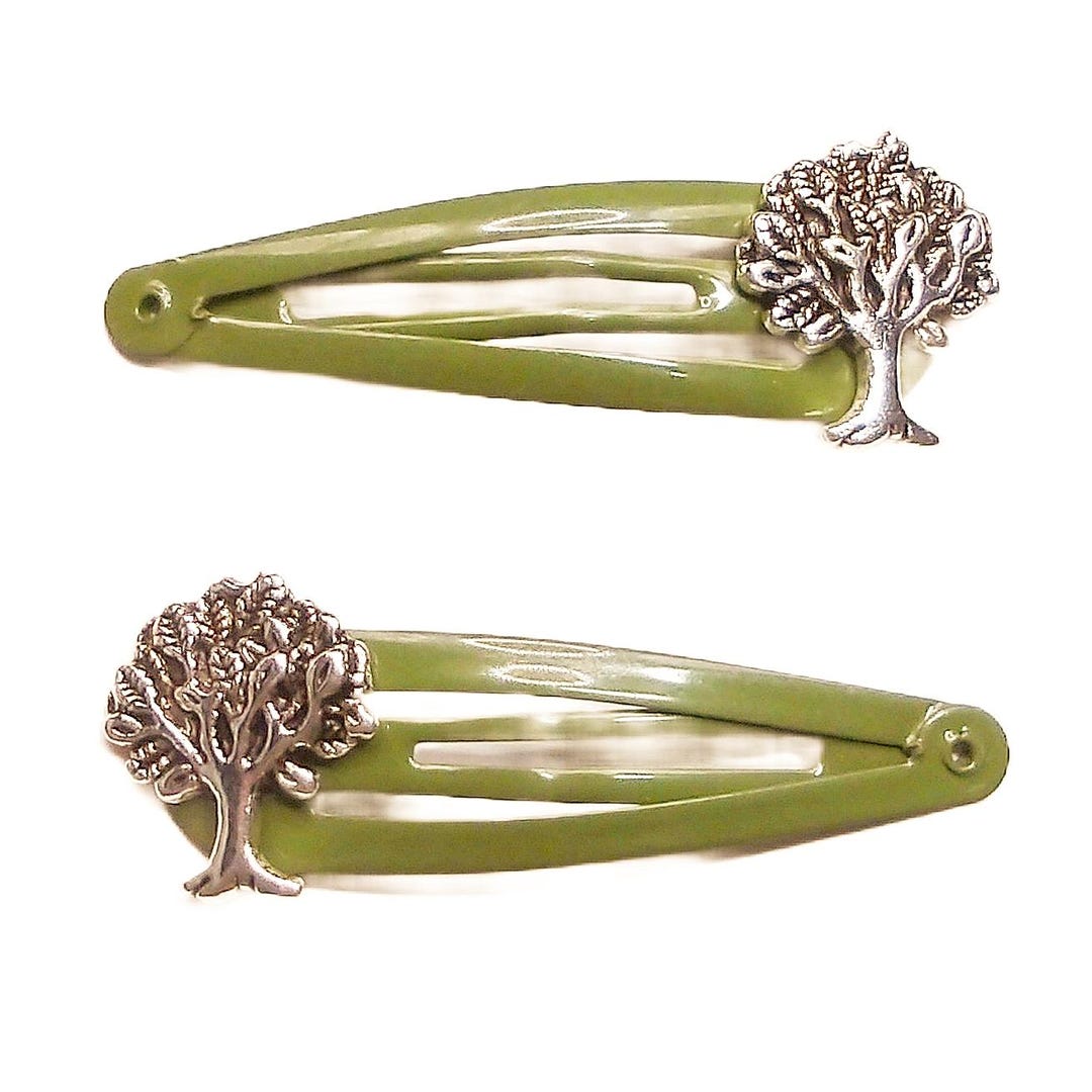 Kippah/yarmulke Clips - Silver Tree of Life on Olive Green Clips - Etsy