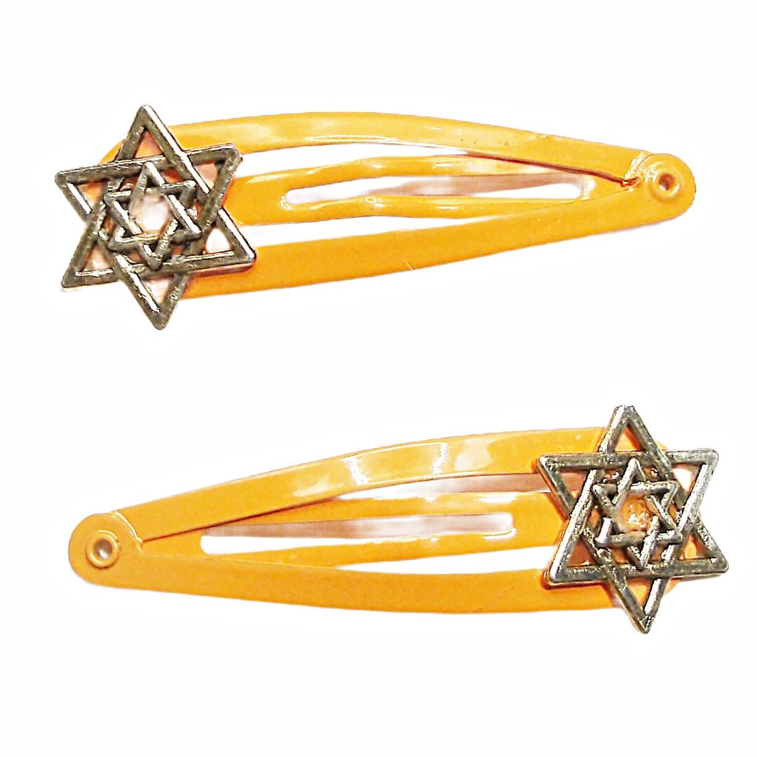 Kippah/yarmulke Clips - Silver Star of David on Orange Clips - Etsy