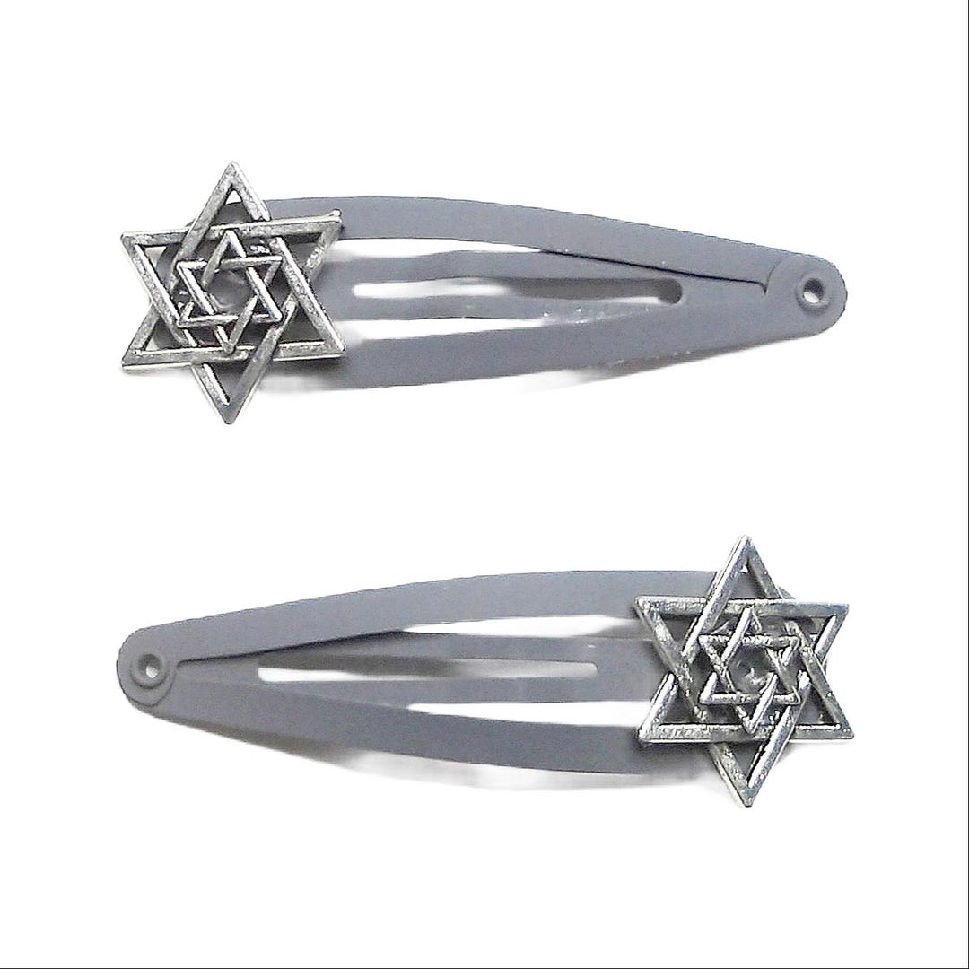 Kippah/yarmulke Clips - Silver Star of David on Matte Gray Clips - Etsy