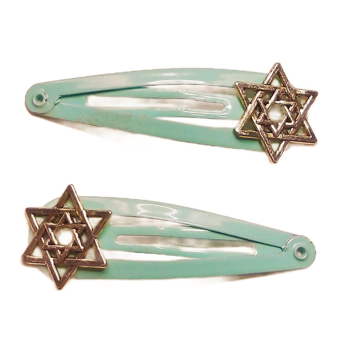 Kippah/yarmulke Clips - Silver Star of David on Mint Green Clips - Etsy