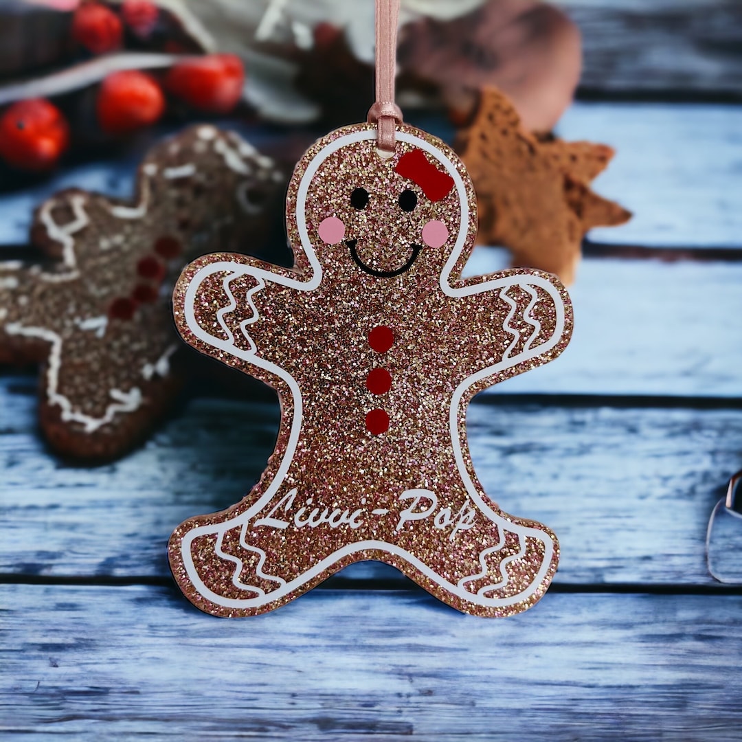 Personalised Gingerbread Christmas Tree Decoration, Glitter Gingerbread ...