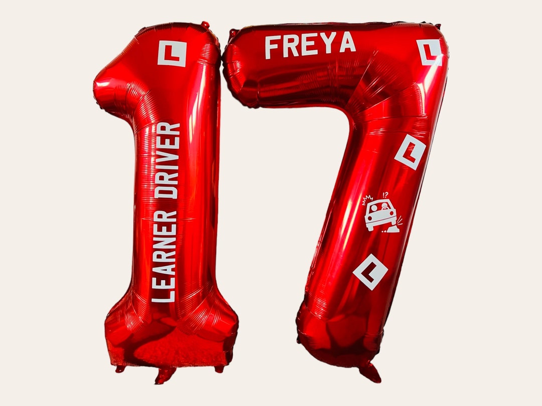 Personalised Name 17th Birthday Balloon Stickers, Balloon Decal ...