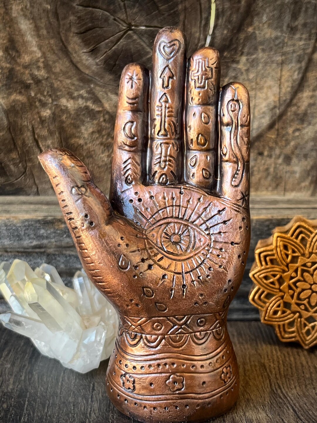 Hamsa Hand | Copper Hand of Fatima | Altar Tools | Spiritual Shrine ...