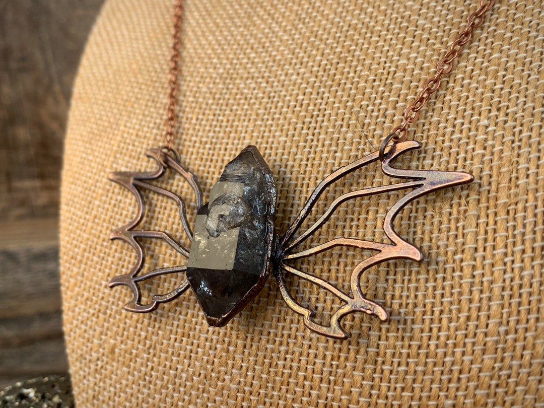 Moth Pendant Skeletal Quartz Double Terminated Crystal - Etsy