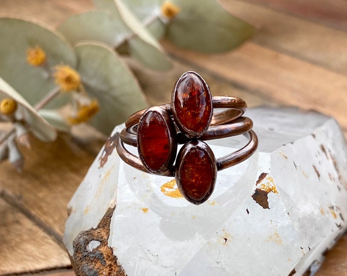 Amber Ring | Electroformed Copper Ring | Natural Baltic Amber ...