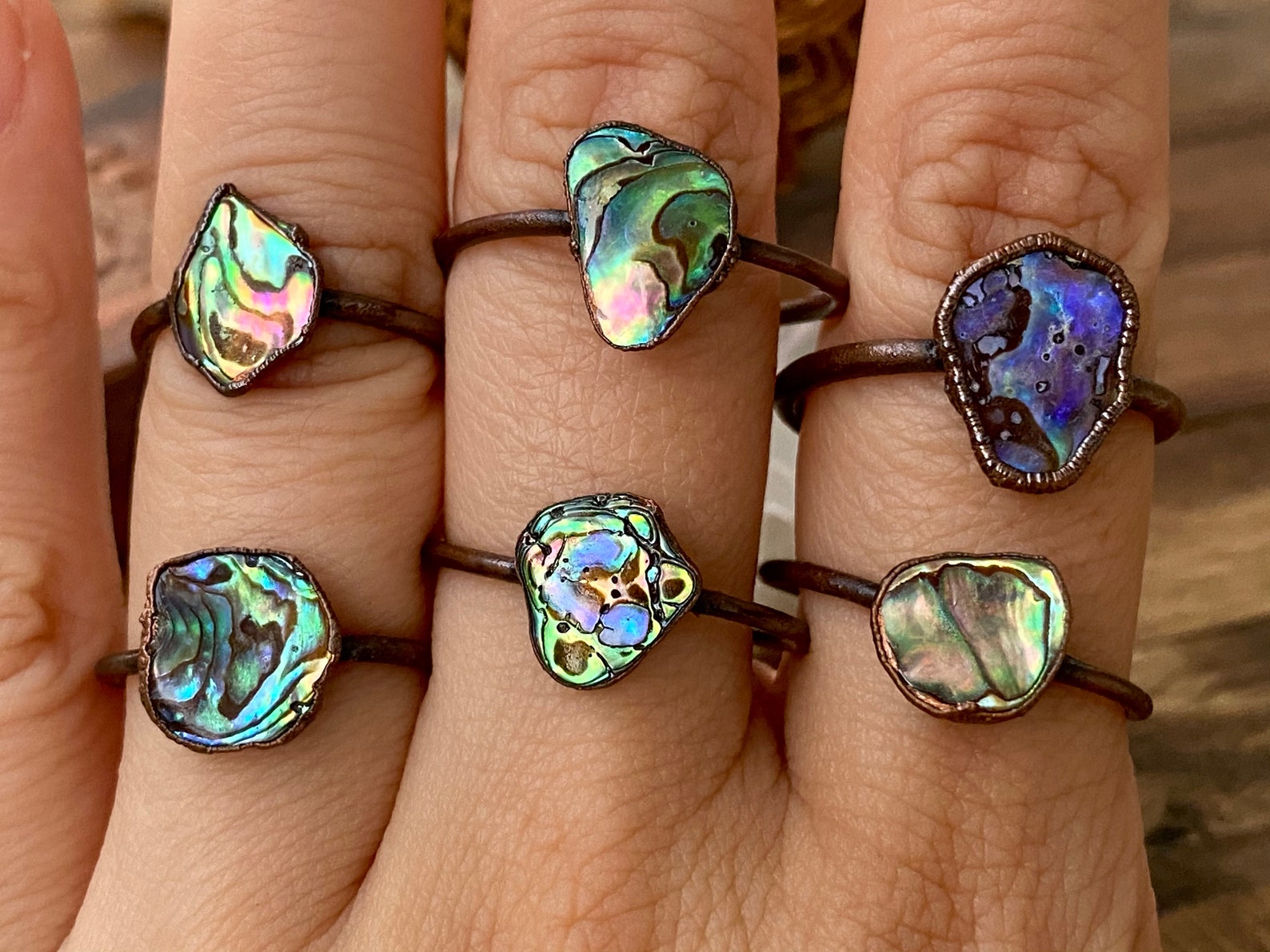 Abalone Electroformed Copper Ring | Antiqued Copper Ring | Stacker Ring ...