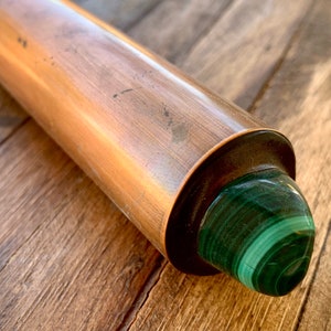 Mega Copper Quartz Crystal and Malachite Wand Magic Wand Wiccan Witch ...