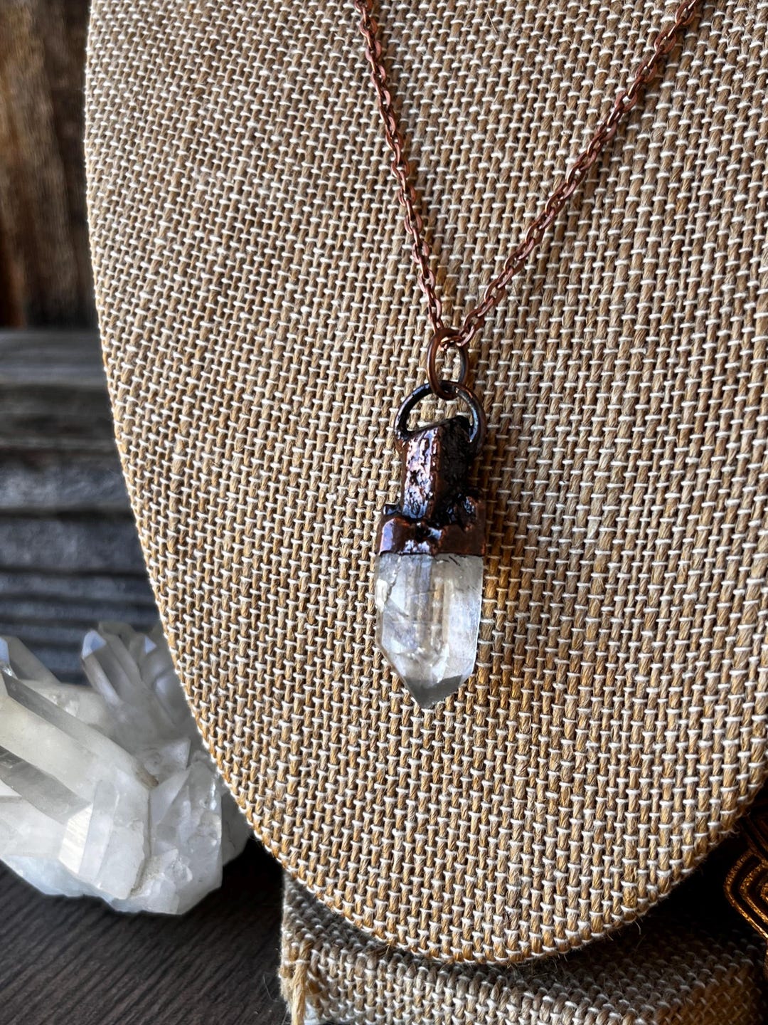 Tibetan Quartz Crystal With Copper | Copper Electroformed Pendant ...