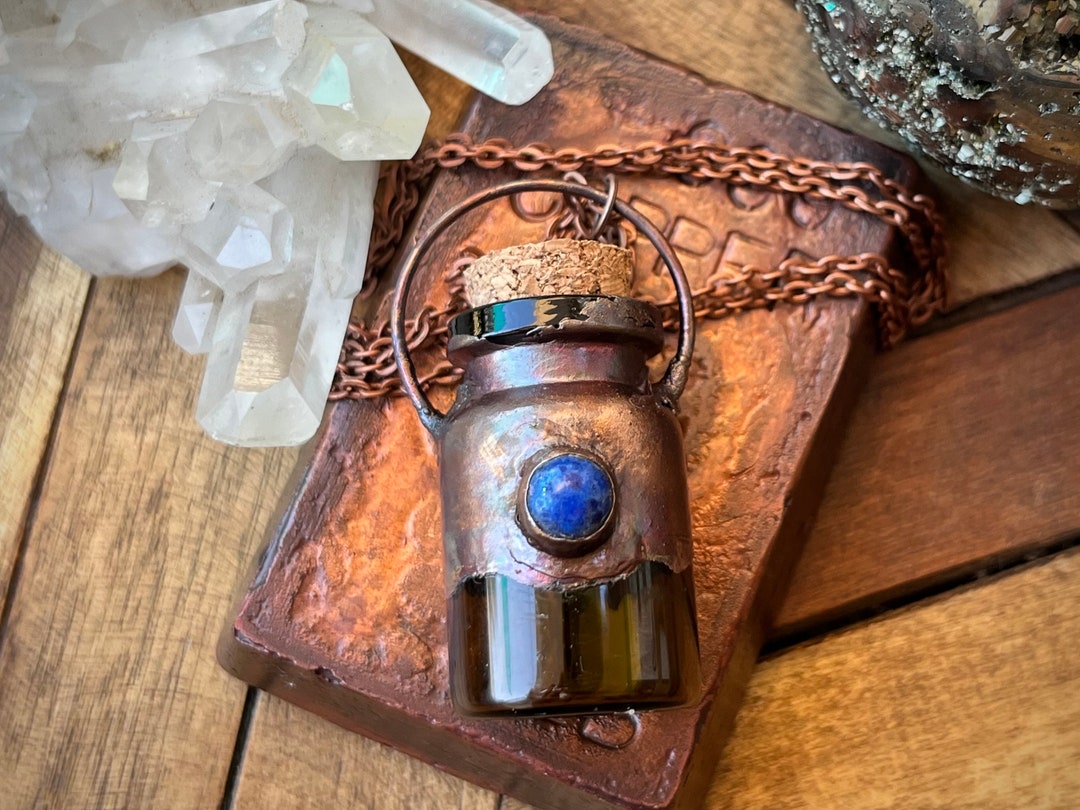 Mini Potion Bottle | Protection Pendant Lapis Lazuli and Copper ...