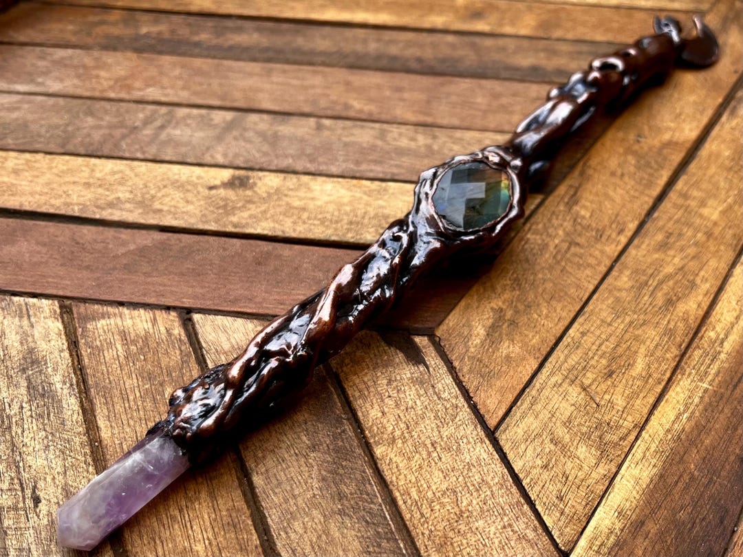 Amethyst and Labradorite Crystal Wand | Magic Wand | Wiccan Ritual ...