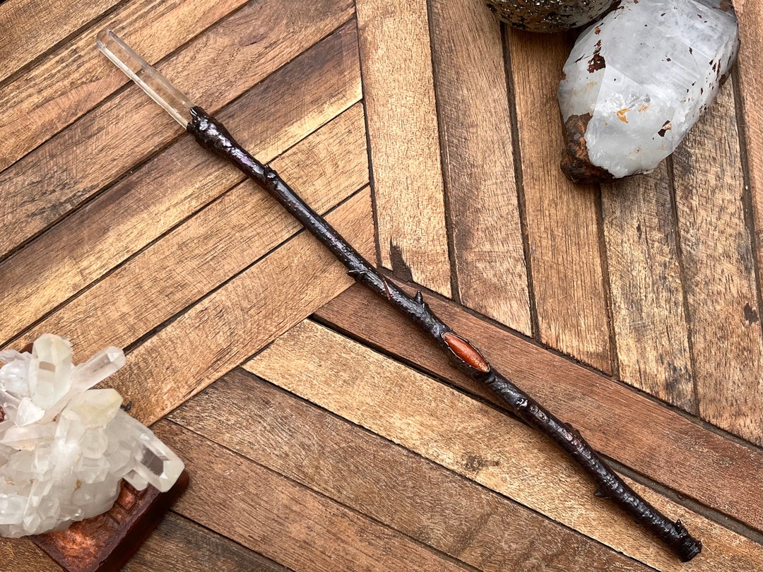 Quartz Crystal Sunstone Copper Wand Magic Wand Wiccan Witch ...