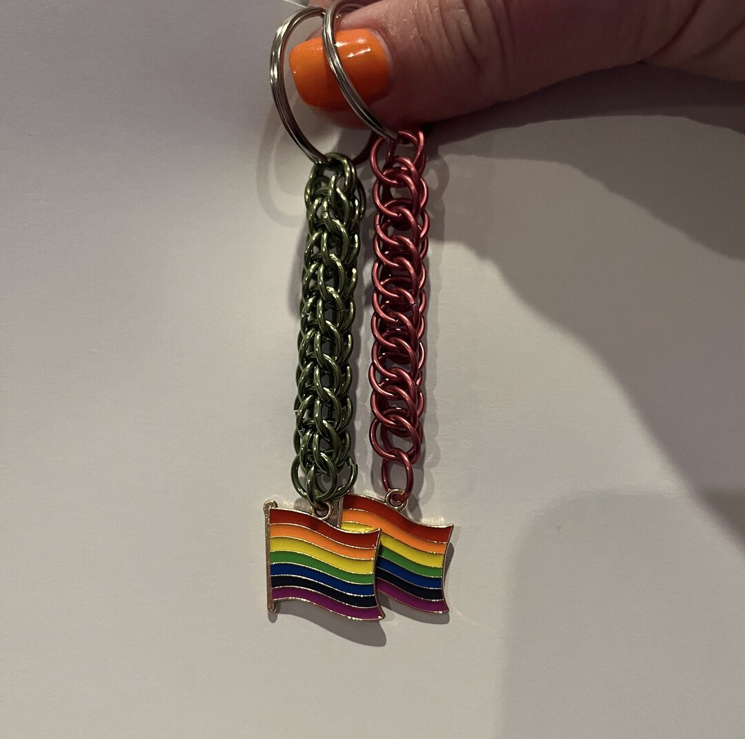 Pride Flag Chainmail Keychain - Etsy