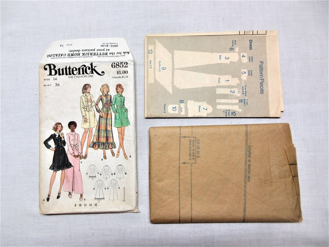1970s Dress Pattern Size 14 Miss With Long Medium Short Options. Uncut ...