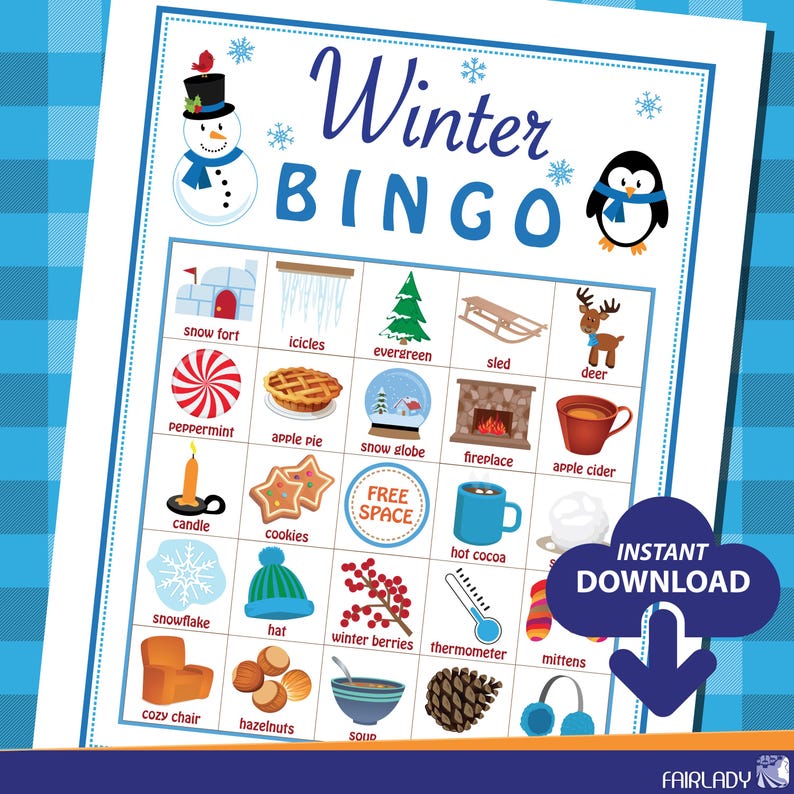 Winter Printable Picture Bingo Game for Kids & Adults | 30 Play Cards ...