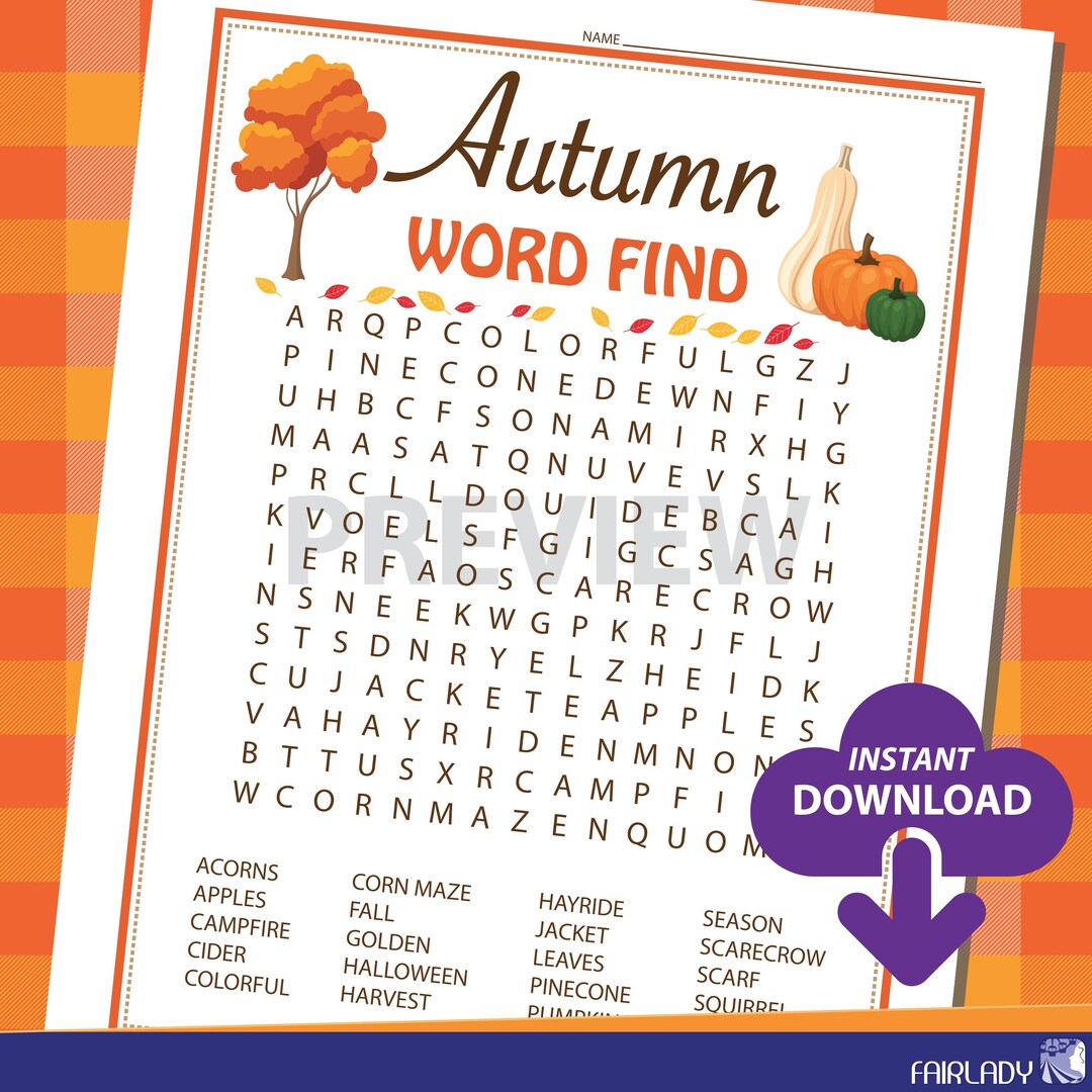 Autumn Word Find Puzzle | Fall Word Search Printable | Family and ...