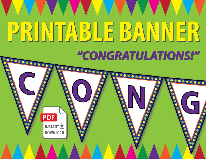 CONGRATULATIONS Printable Pennant Flag Banner | Best Downloadable Party ...