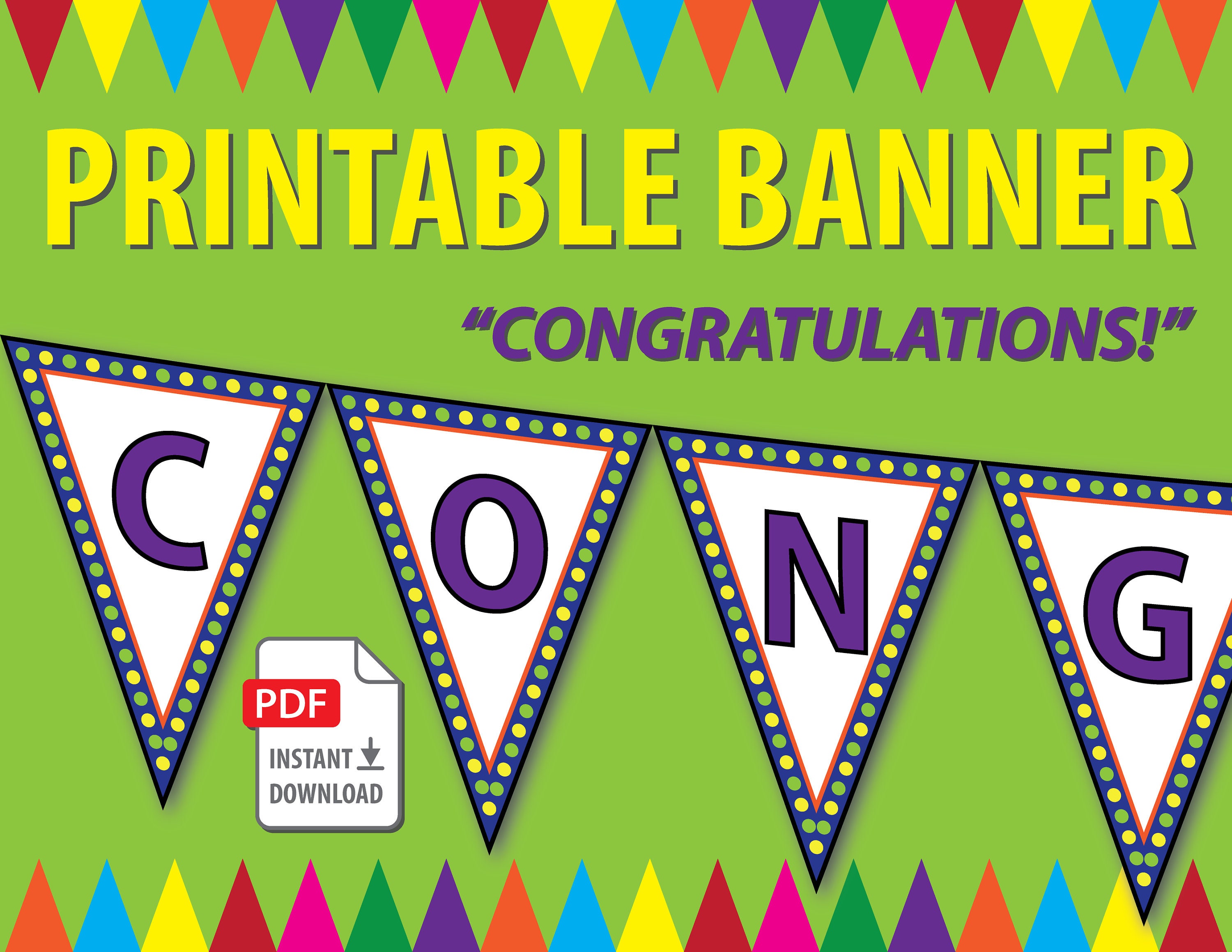 CONGRATULATIONS Printable Pennant Flag Banner | Best Downloadable Party ...