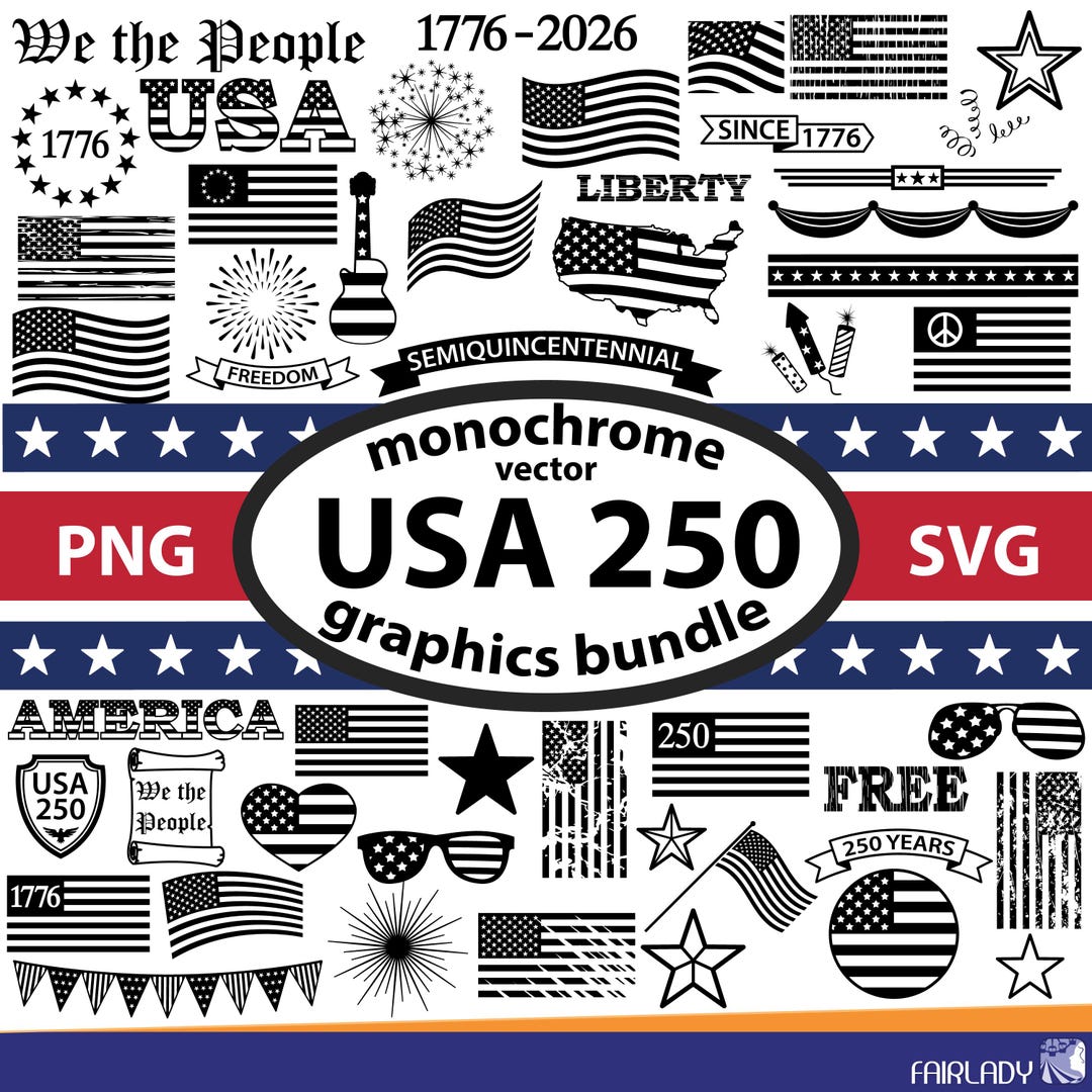 America 250 SVG & PNG Vector Art Bundle | USA Independence Clipart ...
