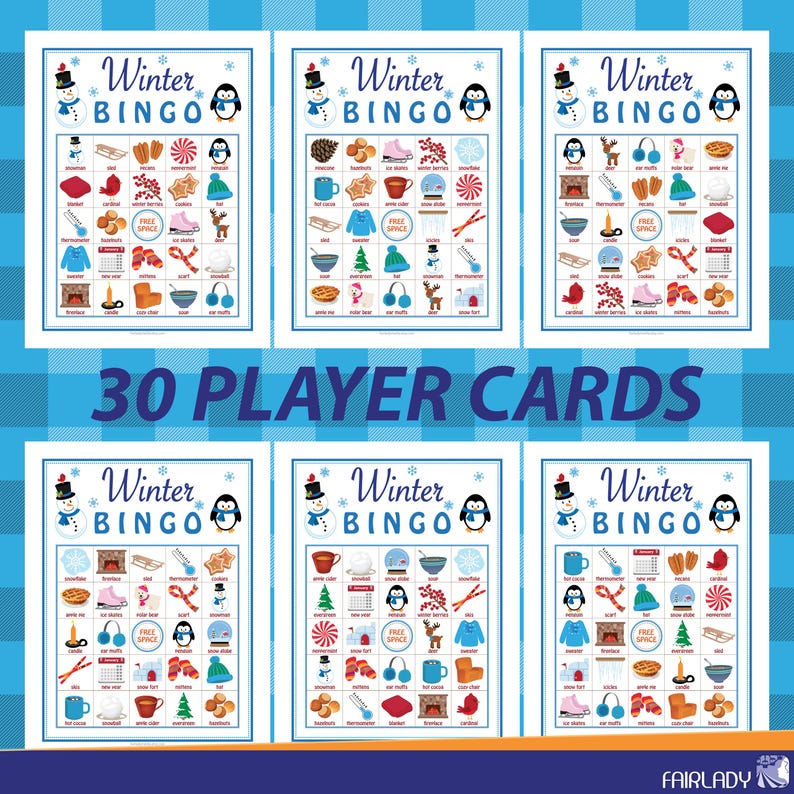 Winter Printable Picture Bingo Game for Kids & Adults | 30 Play Cards ...