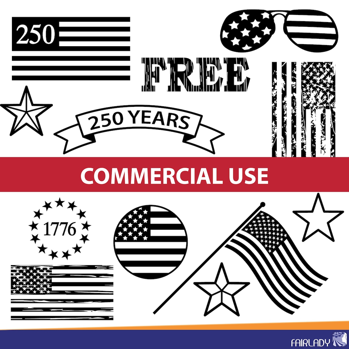 America 250 SVG & PNG Vector Art Bundle | USA Independence Clipart ...