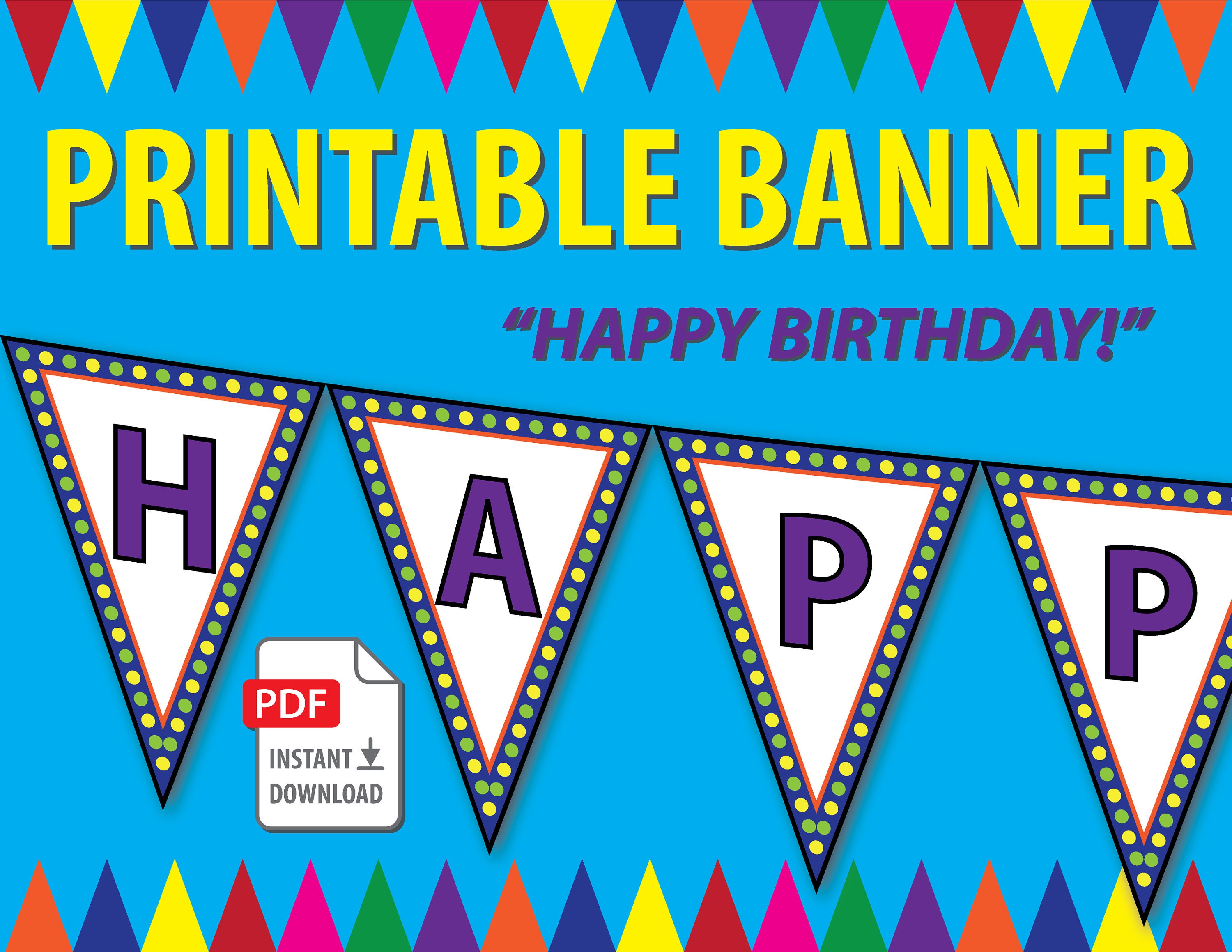 HAPPY BIRTHDAY Printable Pennant Flag Banner | Best Downloadable ...