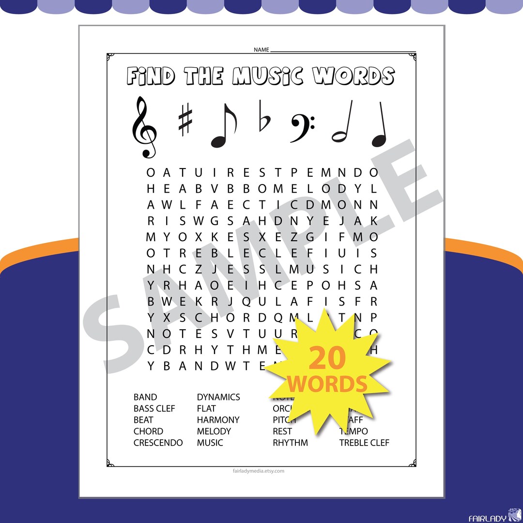 Music Vocabulary Word Search Puzzle | Music Class Activity Grades 3 ...