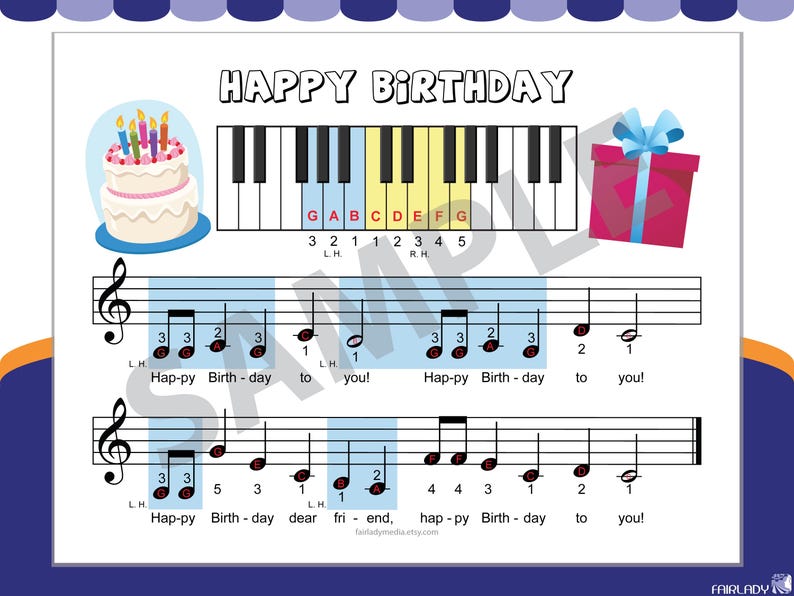 Happy Birthday | Beginner Piano Sheet Music for Kids | Printable Song ...