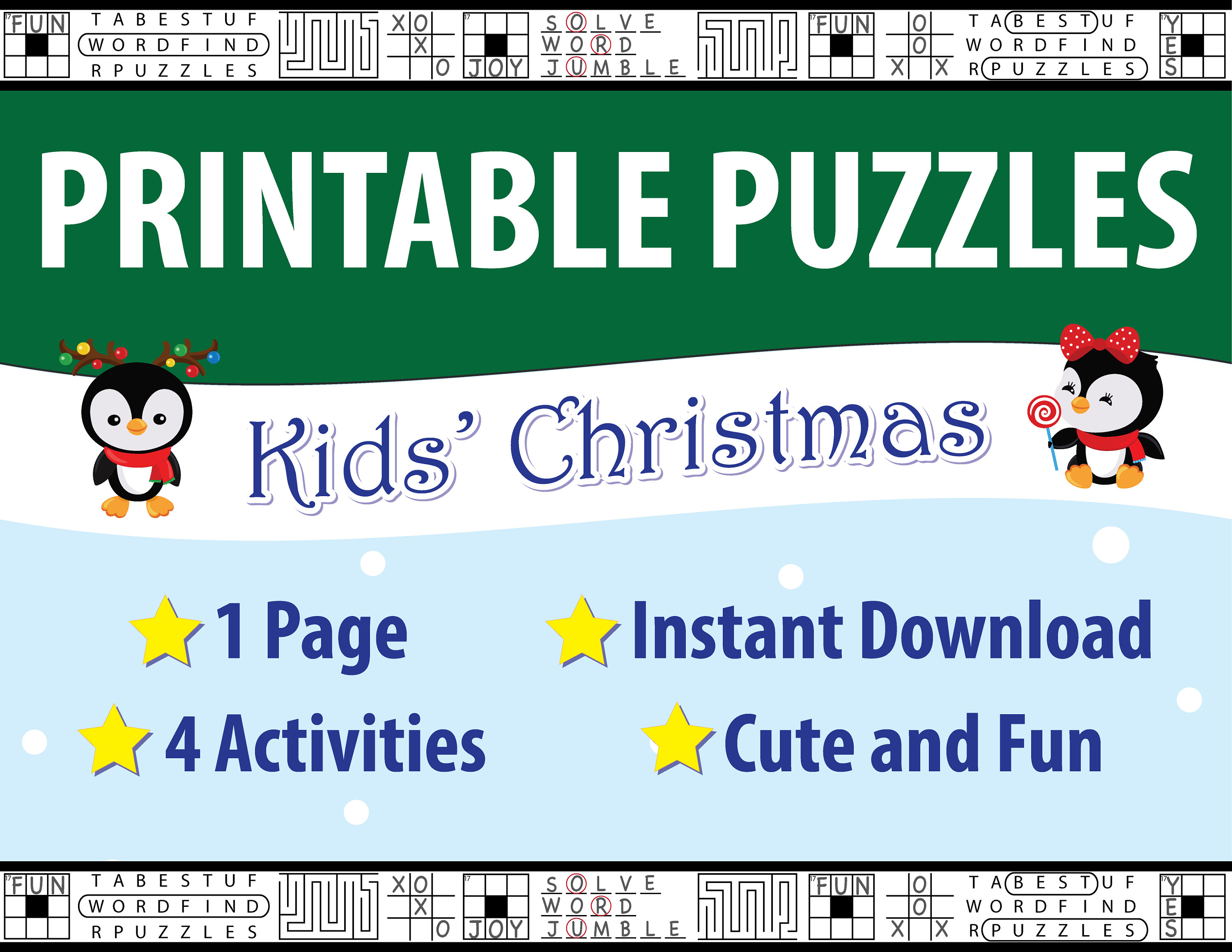Christmas Puzzles For Kids Printable