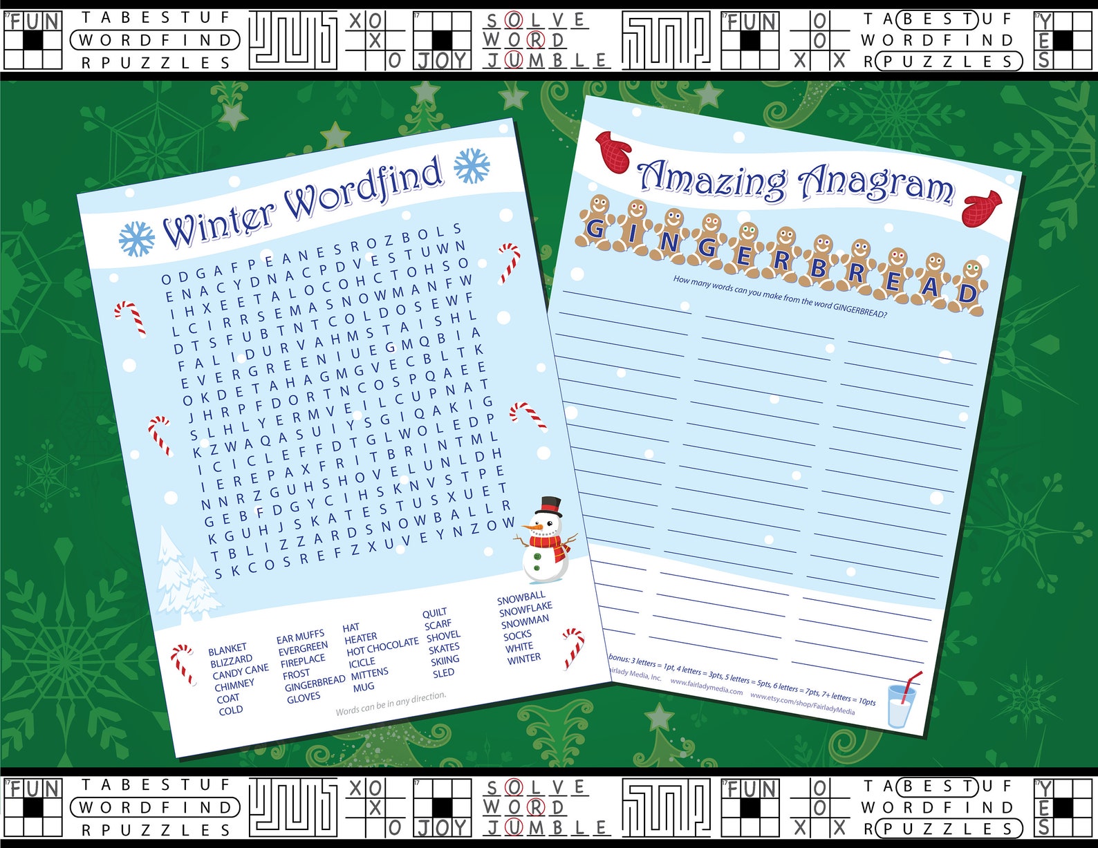 Winter Printable Puzzles Adults Older Kids Word Find Search Seek ...