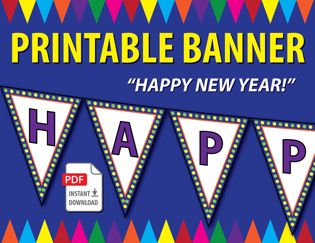 Happy New Year Printable Pennant Flag Banner | Best Downloadable Party ...