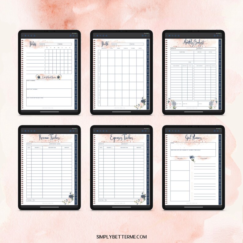 Classic Navy & Rose Gold Digital Planner Instant Download - Etsy UK