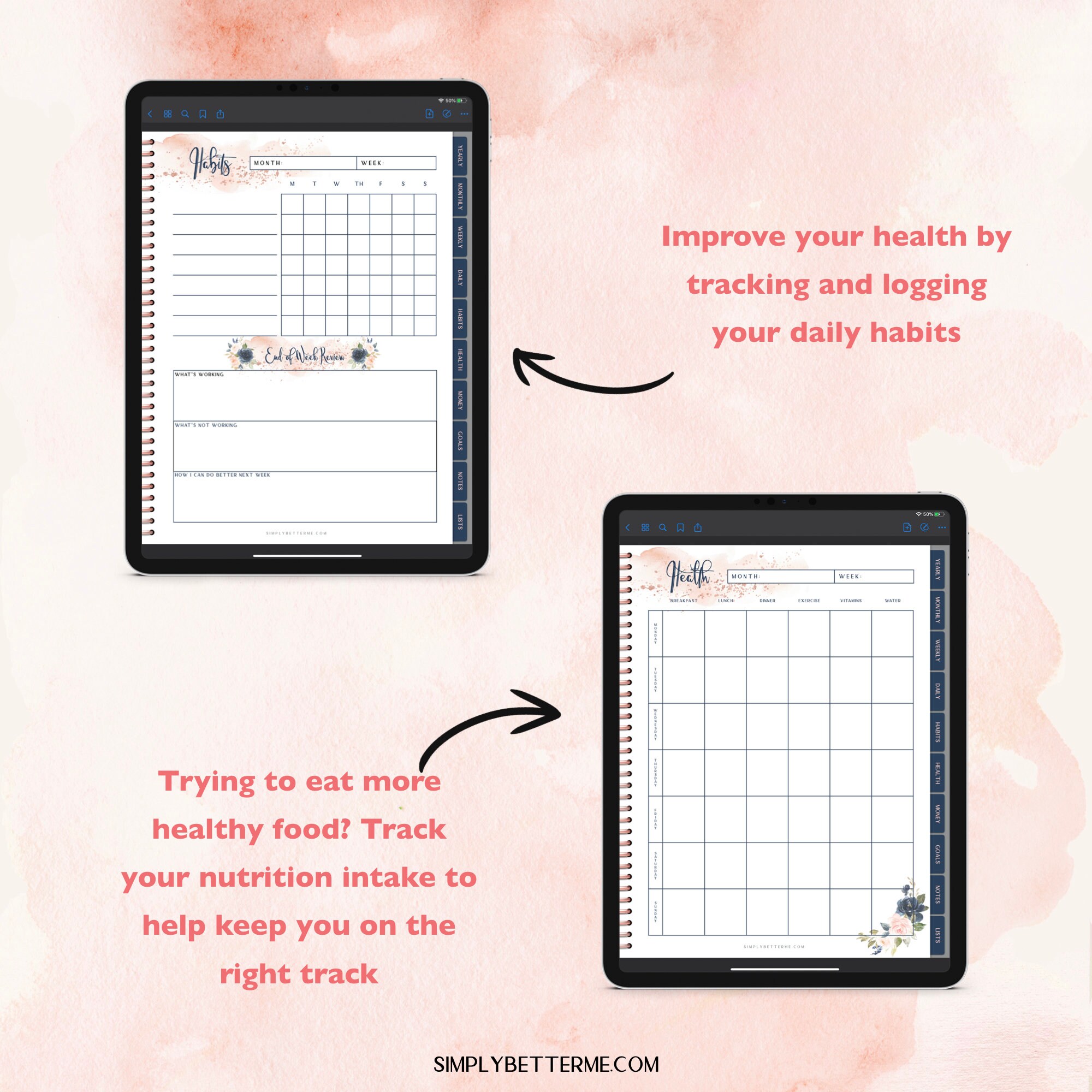 Classic Navy & Rose Gold Digital Planner Instant Download - Etsy UK