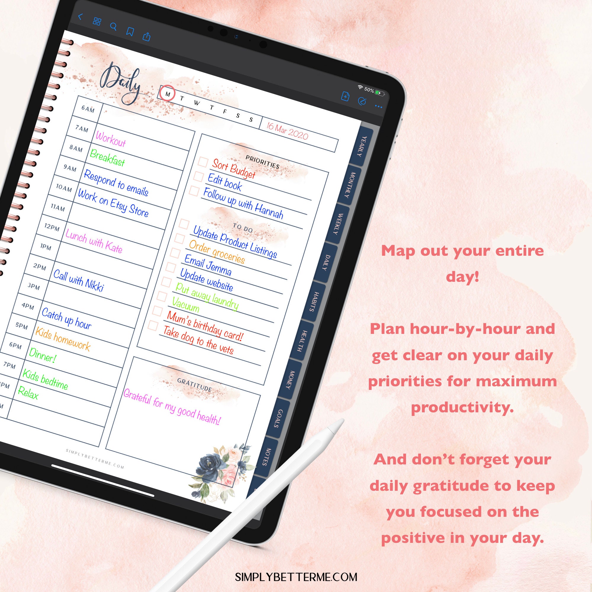 Classic Navy & Rose Gold Digital Planner Instant Download - Etsy UK