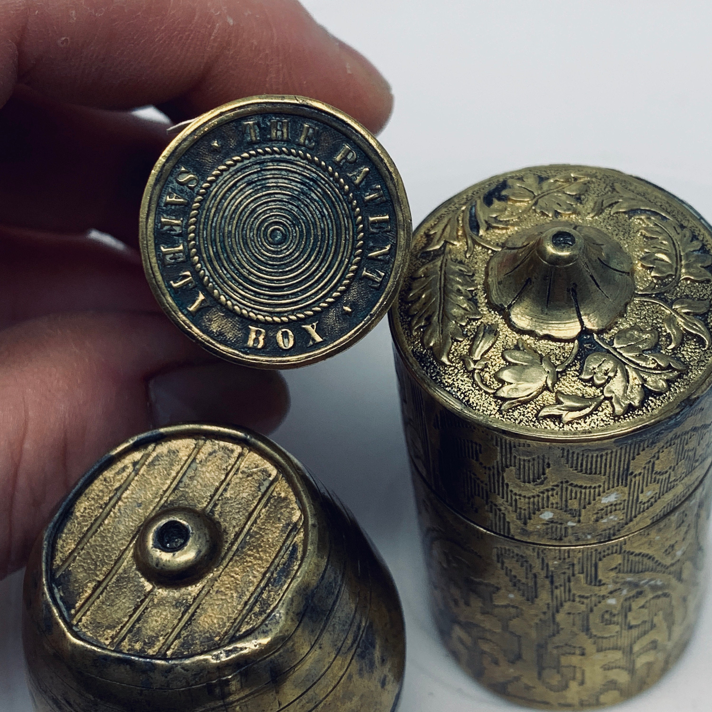 Three x Victorian Brass Match Safe Safety Box The | Etsy